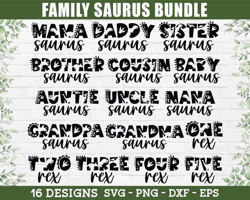 Family Saurus SVG Bundle - Mama Sarus VG, Daddy Saurus SVG, Dinosaur ...