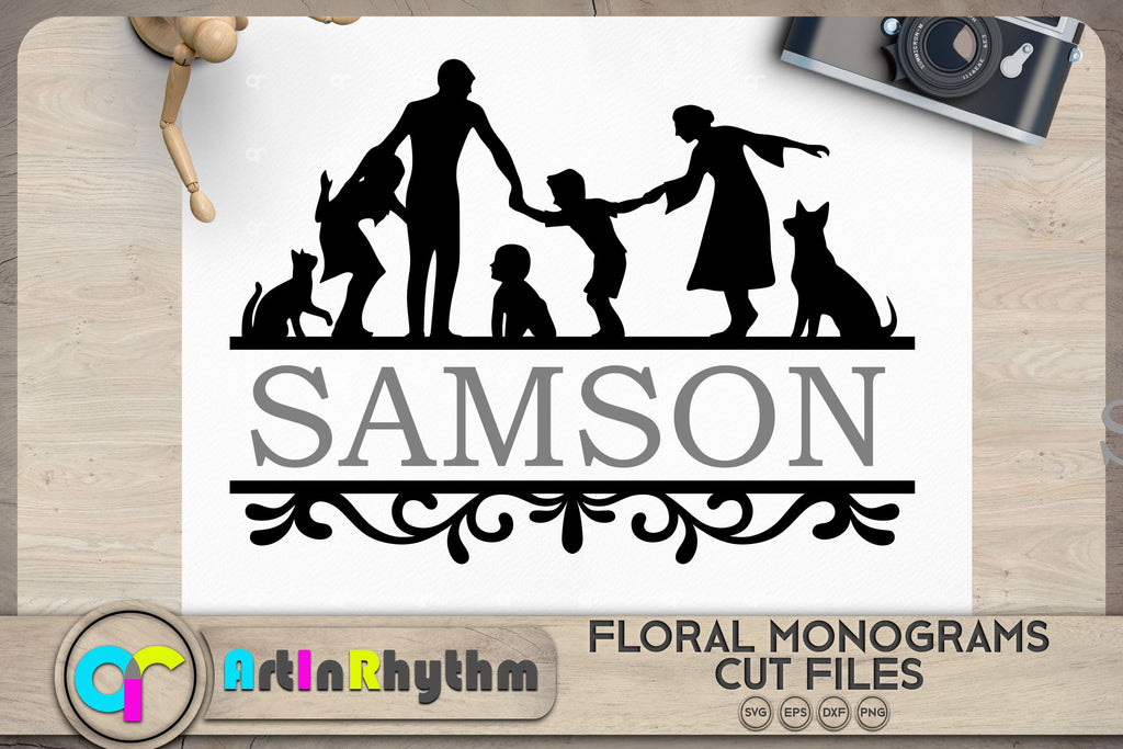 Family split monogram SVG - So Fontsy