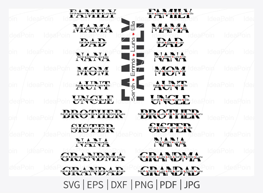 Family svg Bundle, Family svg, Family split name frame, Custom family ...