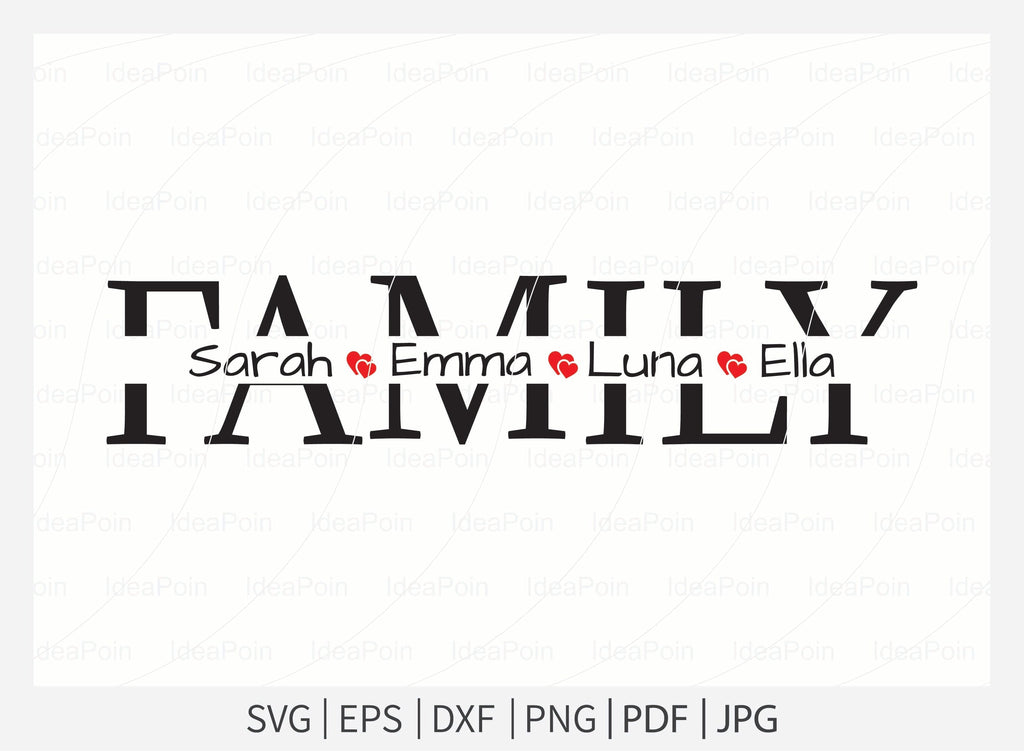 Family svg, Family split name frame, Custom family svg, family clipart ...