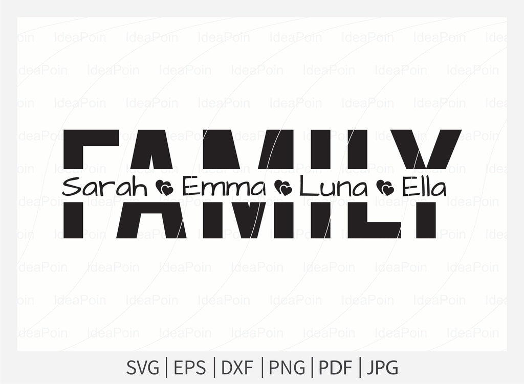 Family svg, Family split name frame, Custom family svg, family clipart ...