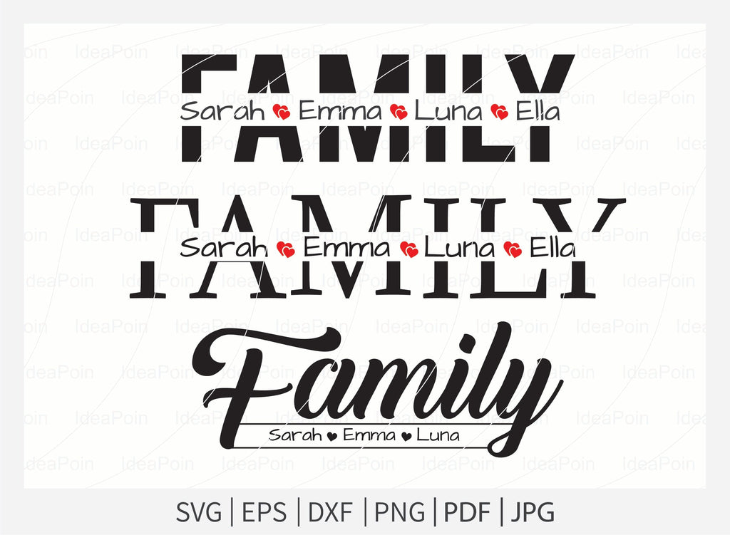 Family svg, Family split name frame, Custom family svg, family clipart ...