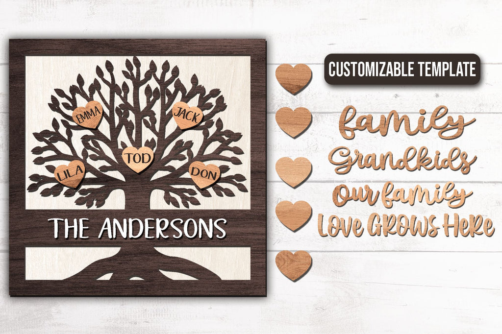 Family Tree SVG | Customizable Family Tree Sign | Laser Cut Files - So ...