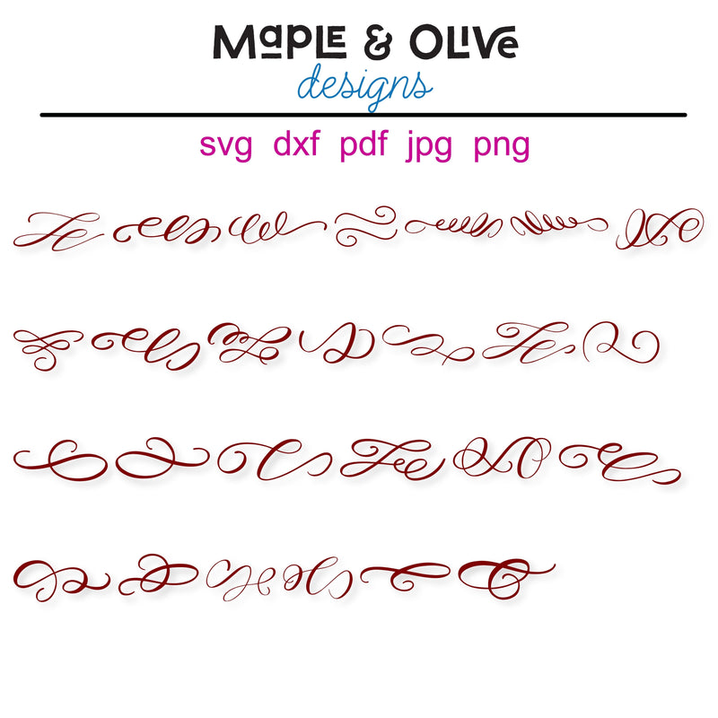 Fancy Calligraphy Flourishes & Swashes Dingbat Font | Maple and Olive ...