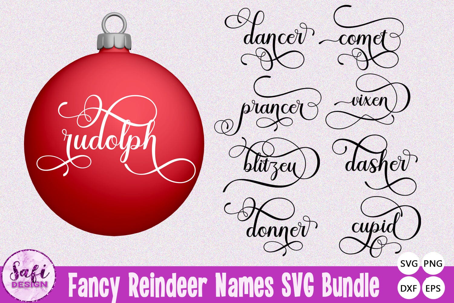 Fancy Reindeer Names SVG Bundle - So Fontsy