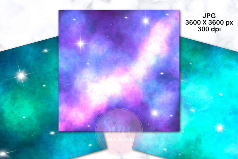 Fantasy Galaxy Space Digital Papers Backgrounds - So Fontsy