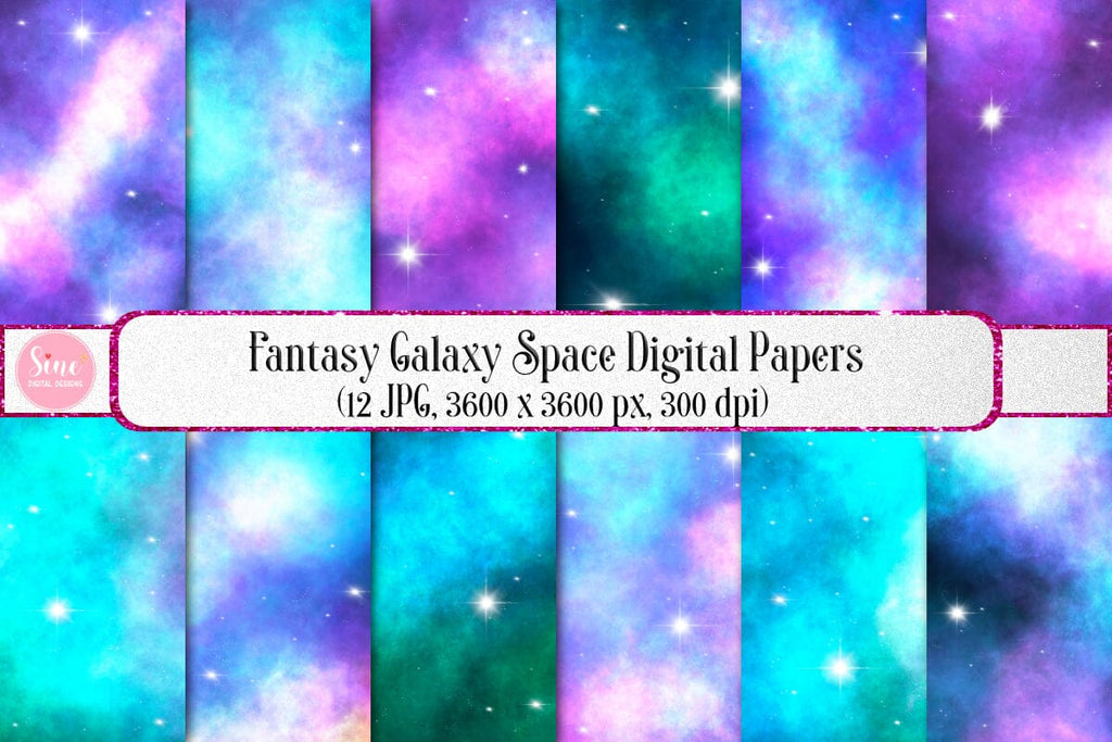 Fantasy Galaxy Space Digital Papers Backgrounds - So Fontsy