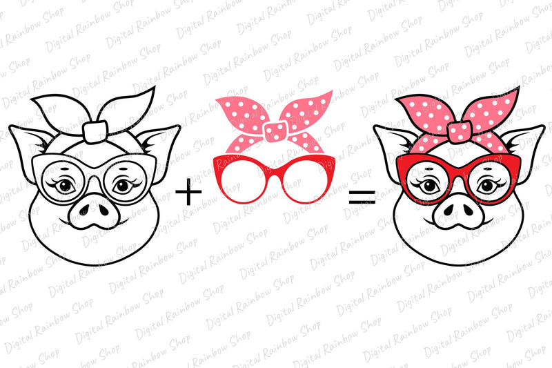 Farm animals svg bundle, animals with glasses and bandana - So Fontsy