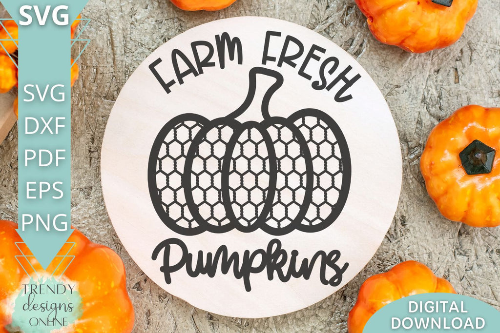 Farm Fresh Pumpkins SVG I Chicken wire Pumpkin SVG - So Fontsy