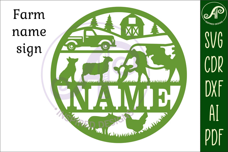 Farm Name sign svg laser cut template, wall art - So Fontsy