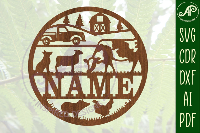 Farm Name sign svg laser cut template, wall art - So Fontsy
