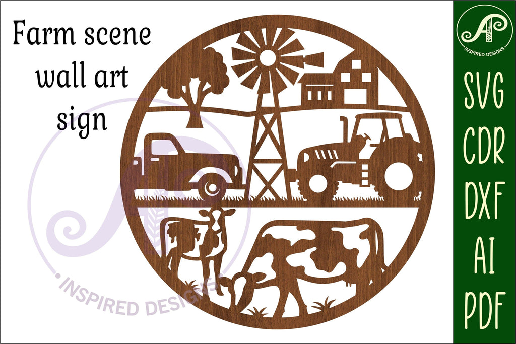 Farm scene wall art sign, SVG file. vector - So Fontsy