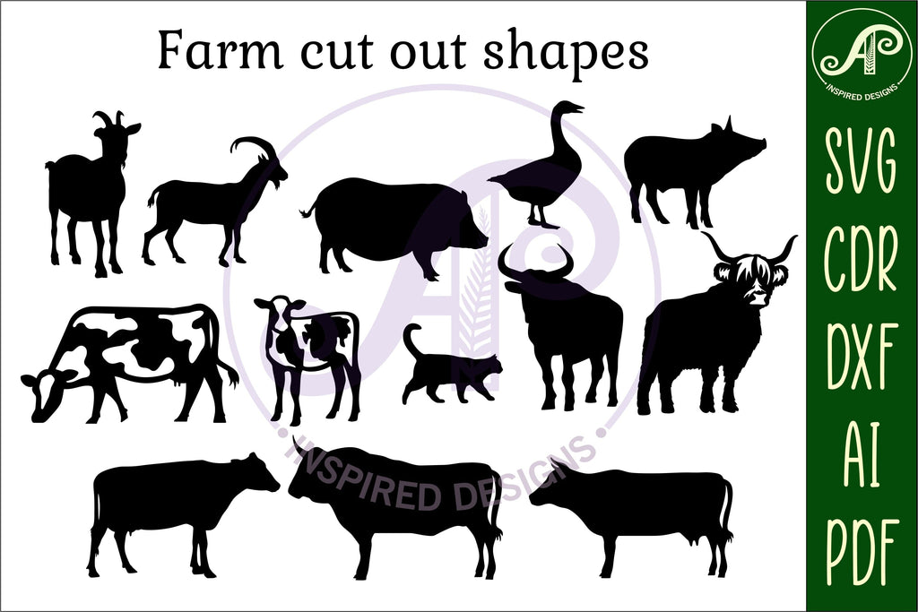 Farm shapes 43 designs, laser cut file, cut outs - So Fontsy