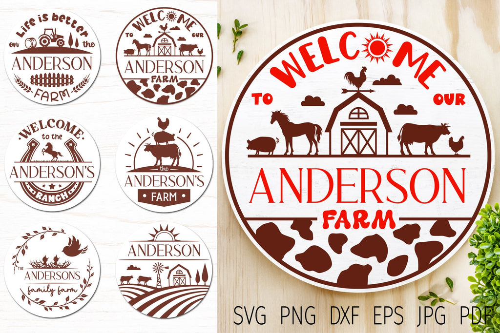 Farm split monogram svg bundle, farm sign, round farmhouse svg sign ...