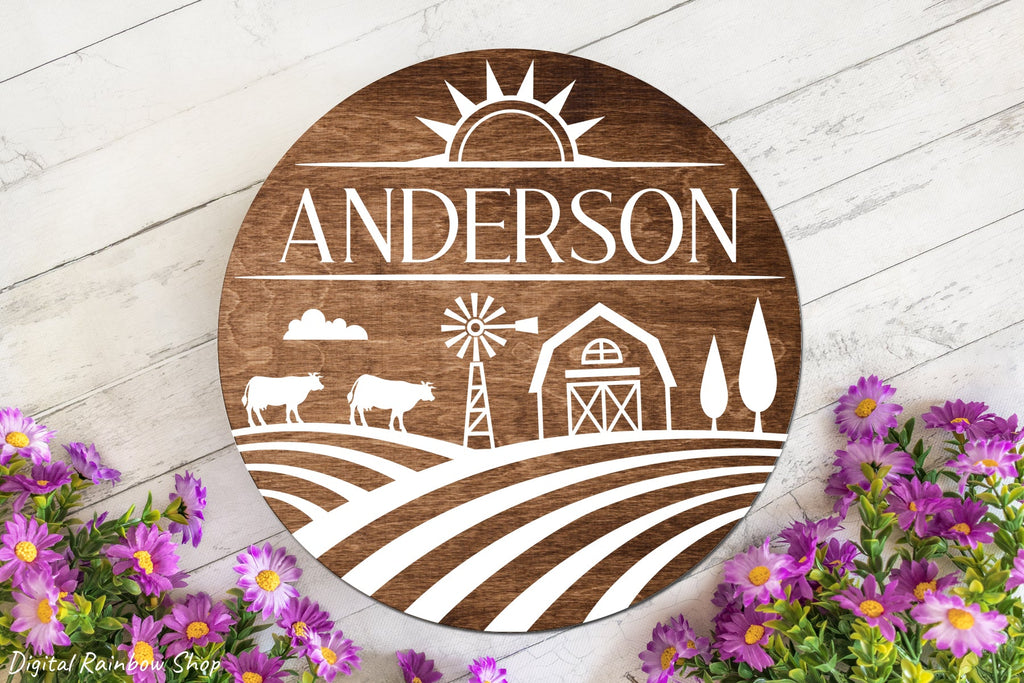 Farm split monogram svg bundle, farm sign, round farmhouse svg sign ...