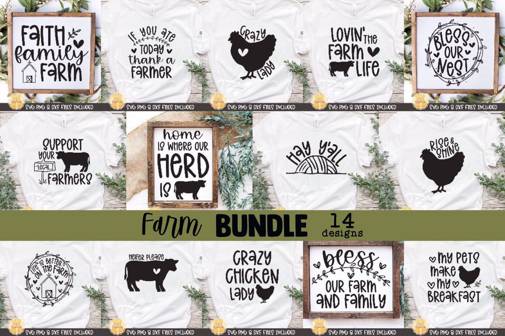 Farm SVG Bundle | 14 Country Designs - So Fontsy