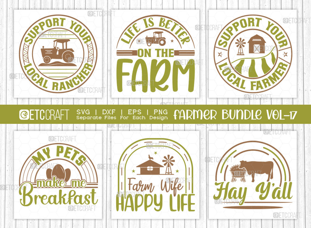 Farmer Bundle Vol-17 SVG Cut File | Farming Svg | Hay Y'all Svg ...