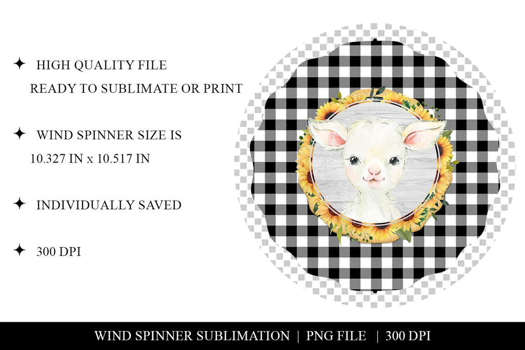Farmhouse Baby Goat Wind Spinner Sublimation Design PNG - So Fontsy