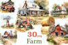 Farmhouse Clipart Bundle | Barn Illustrations PNG - So Fontsy