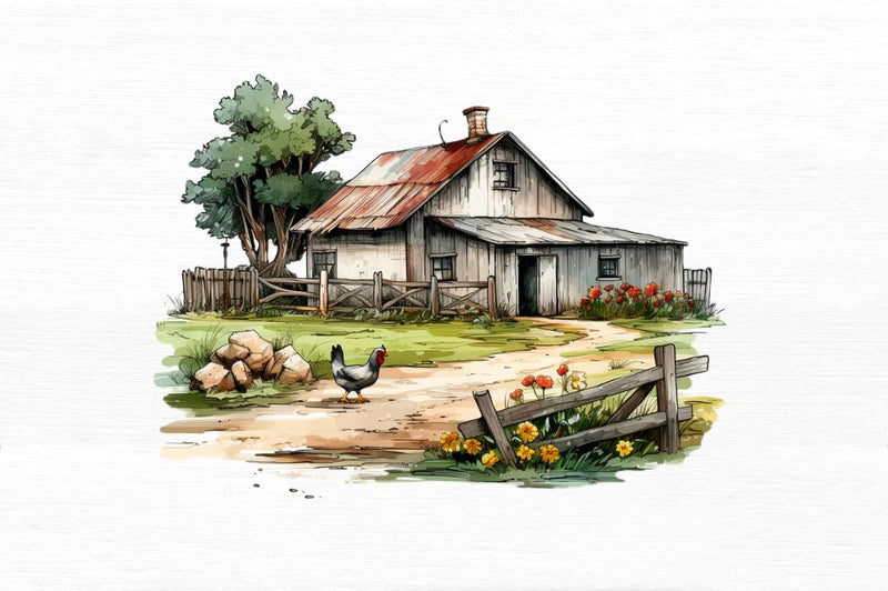Farmhouse Clipart Bundle - So Fontsy