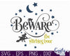 Farmhouse Halloween Round Sign, Beware The Witching Hour Svg - So Fontsy