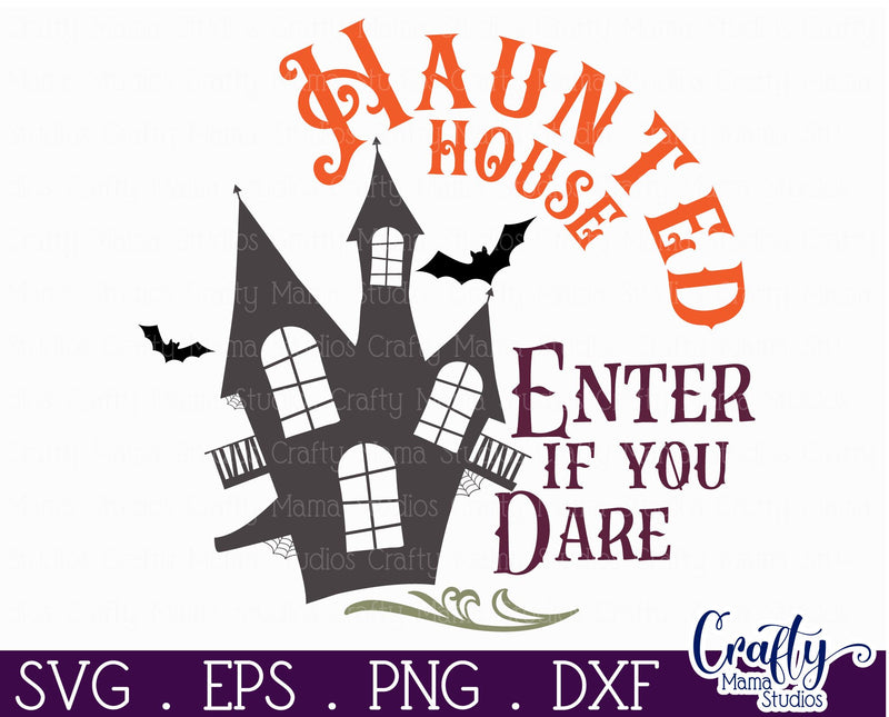 Farmhouse Halloween Round Sign, Haunted House File Svg - So Fontsy