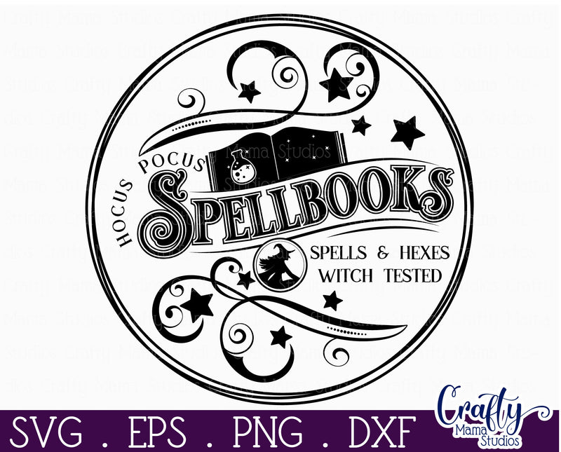 Farmhouse Halloween Svg Round Sign, Spellbooks - So Fontsy