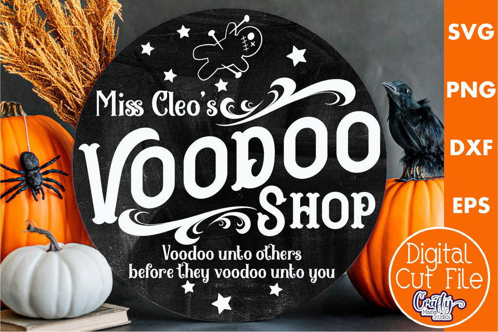 Farmhouse Halloween Svg Round Sign, Voodoo Shop - So Fontsy