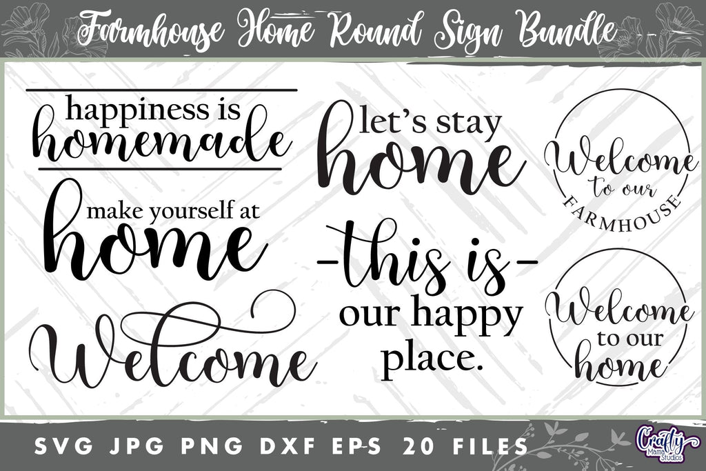 Farmhouse Home Round Sign Bundle #1 | Rustic Decor Svg - So Fontsy
