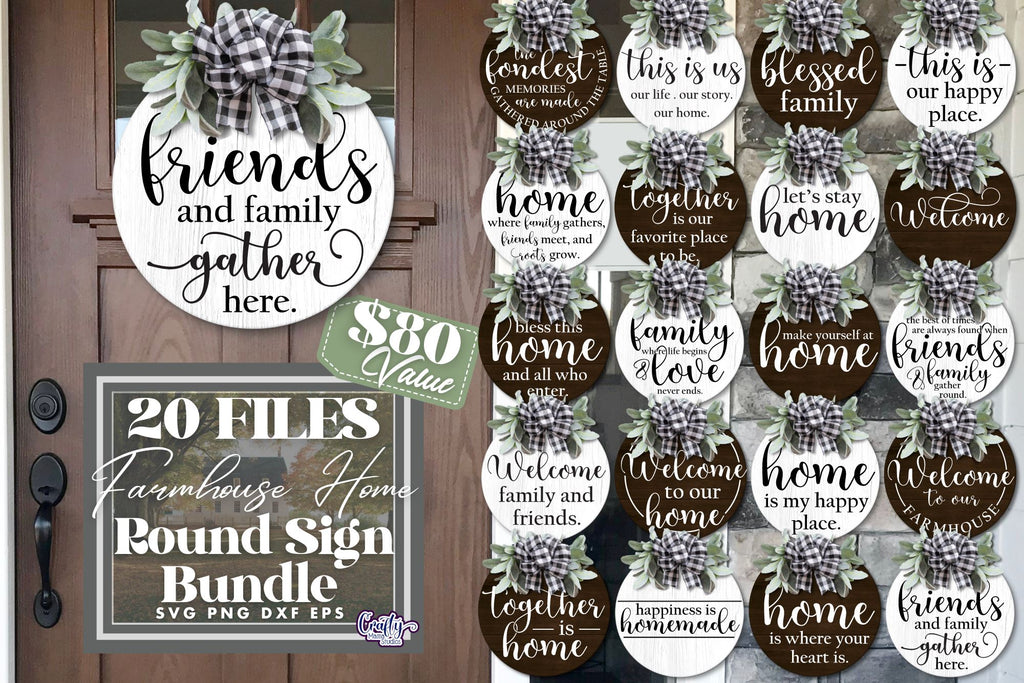 Farmhouse Home Round Sign Bundle #1 | Rustic Decor Svg - So Fontsy