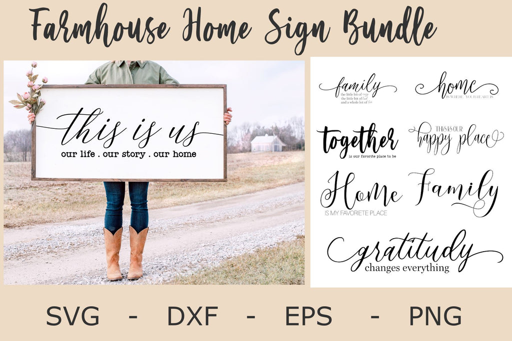 Farmhouse Home Sign Bundle , Rustic Decor Svg, Home Decor svg - So Fontsy