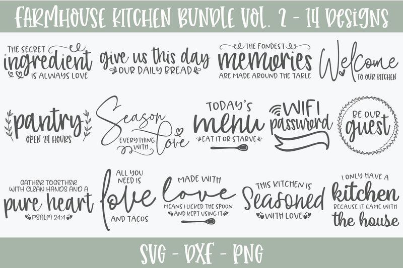 Farmhouse Kitchen Bundle Vol. 2 - 14 Designs - So Fontsy