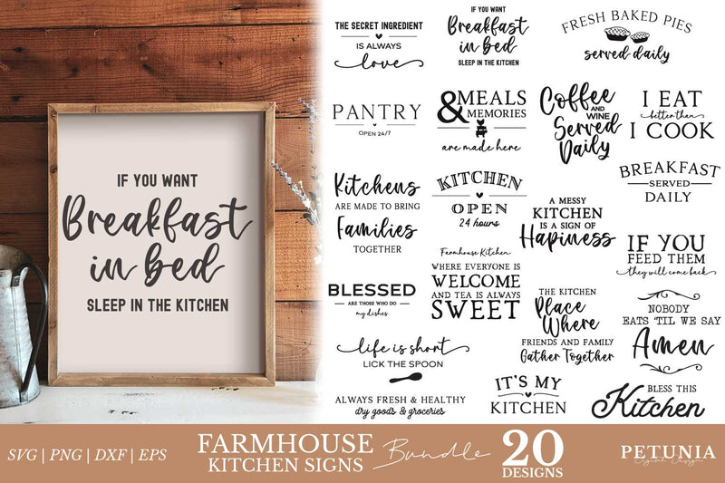 Farmhouse Kitchen Signs SVG Bundle | Kitchen SVG Cut Files - So Fontsy