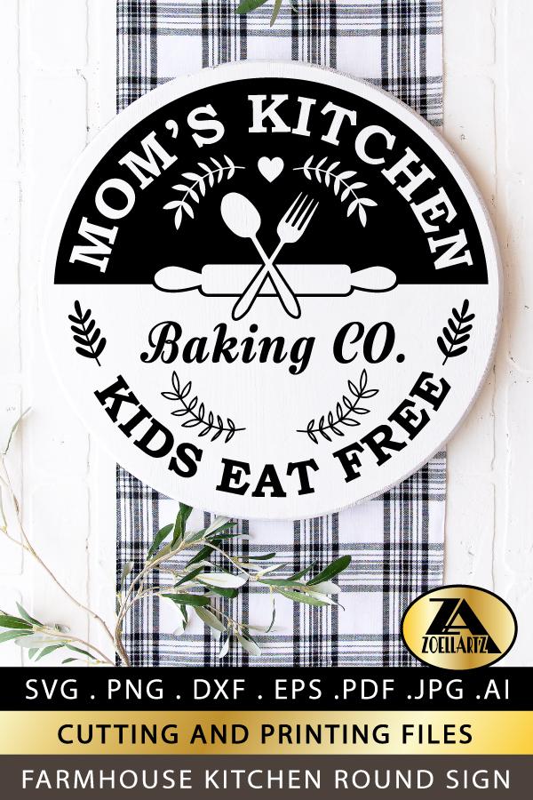Farmhouse Kitchen SVG Mom's Baking SVG Kitchen Round Sign - So Fontsy