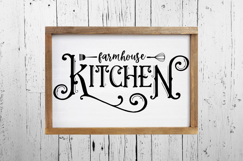 Farmhouse Kitchen, Vintage Kitchen Sign SVG - So Fontsy