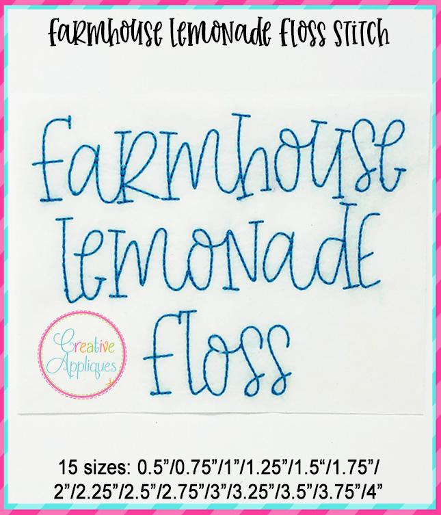 Farmhouse Lemonade Floss Stitch Embroidery Font - So Fontsy