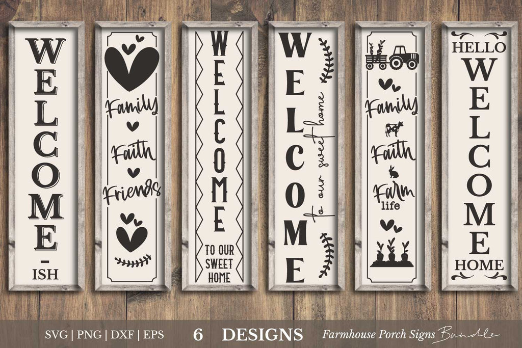 Farmhouse Porch Signs Bundle | Vertical Door Signs SVG - So Fontsy
