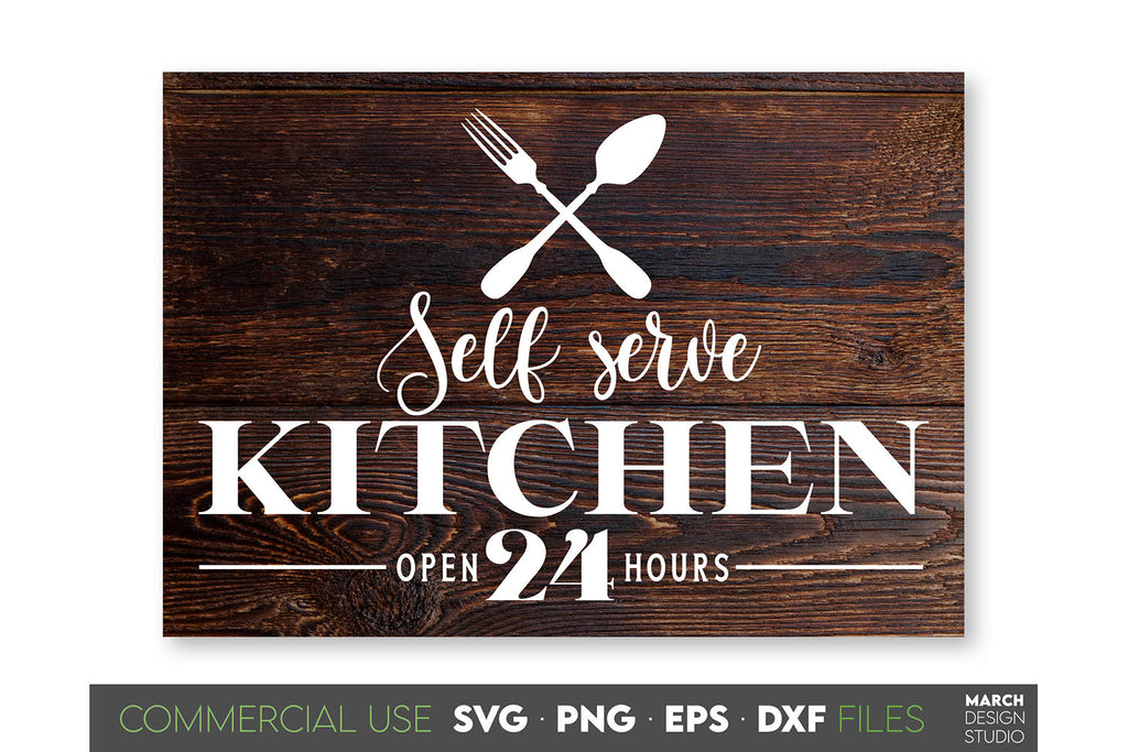 Farmhouse Sign SVG, Self Serve Kitchen SVG, Market Sign SVG - So Fontsy