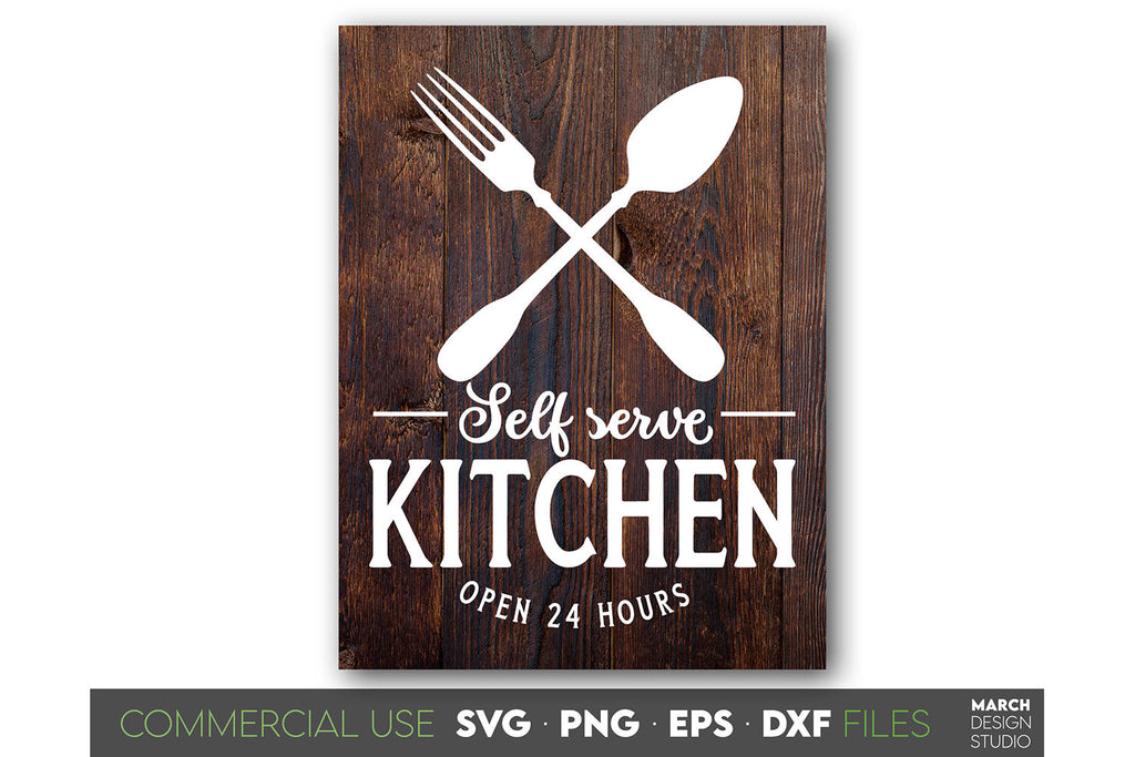 Farmhouse Sign SVG, Self Serve Kitchen SVG, Market Sign SVG - So Fontsy