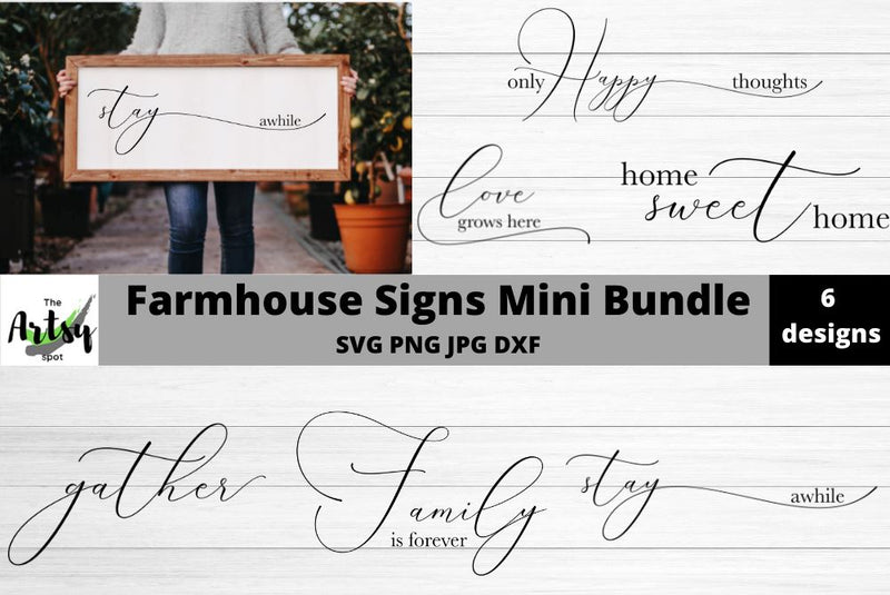 Farmhouse signs mini bundle, farmhouse sayings, home decor - So Fontsy