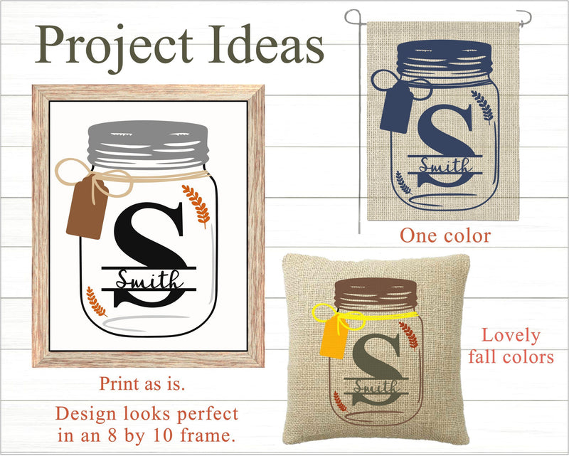 Farmhouse Split Letter Monogram in Mason Jars - A to Z - So Fontsy