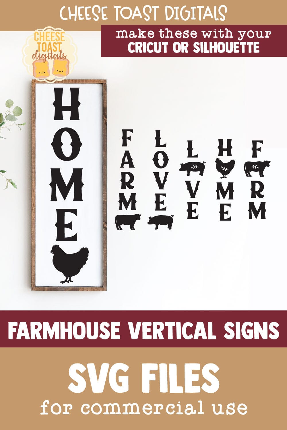 Farmhouse Vertical Signs | 6 Country Home Designs - So Fontsy