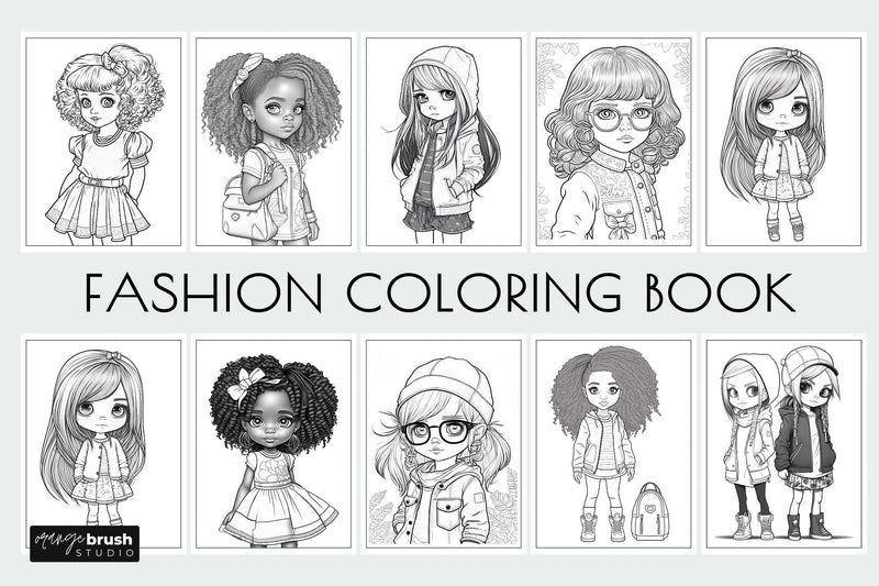Fashion Girls Coloring Book | Printable Kids Coloring Pages - So Fontsy
