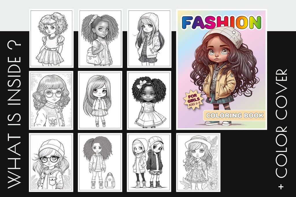 Fashion Girls Coloring Book | Printable Kids Coloring Pages - So Fontsy