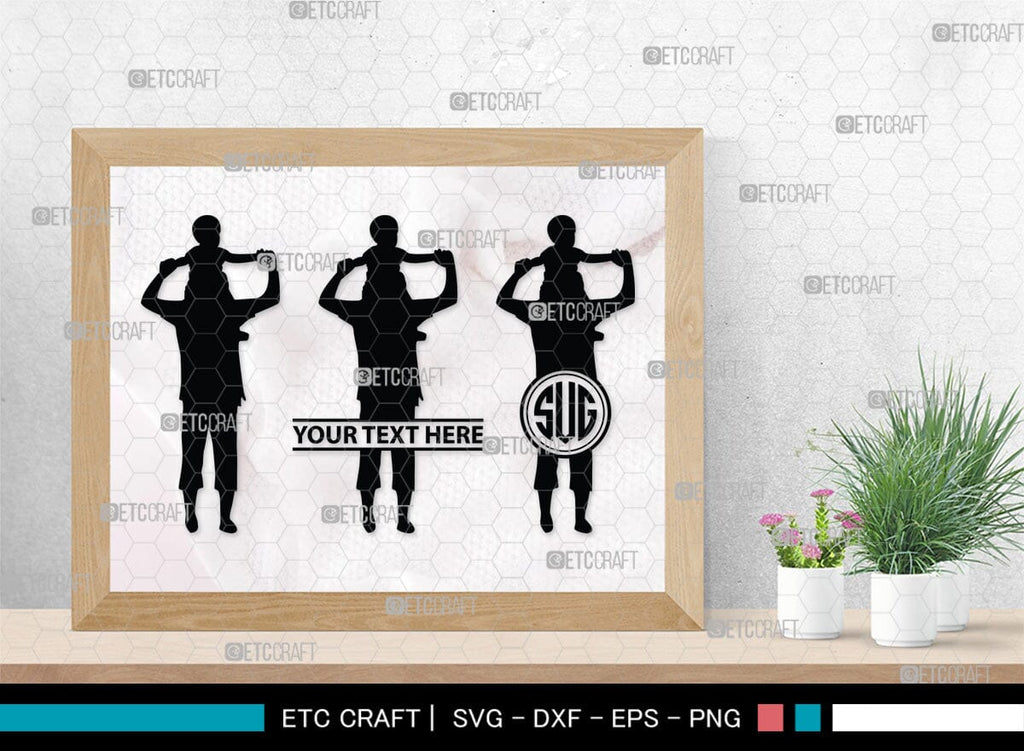 Father With Kid Monogram, Father With Kid Silhouette, Father With Kid ...