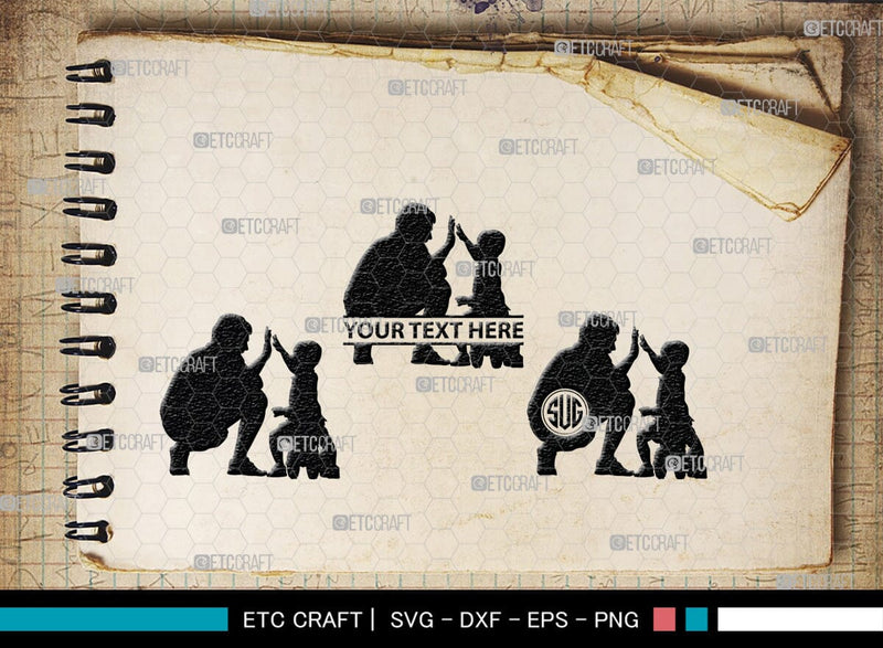 Father With Kid Monogram, Father With Kid Silhouette, Father With Kid ...