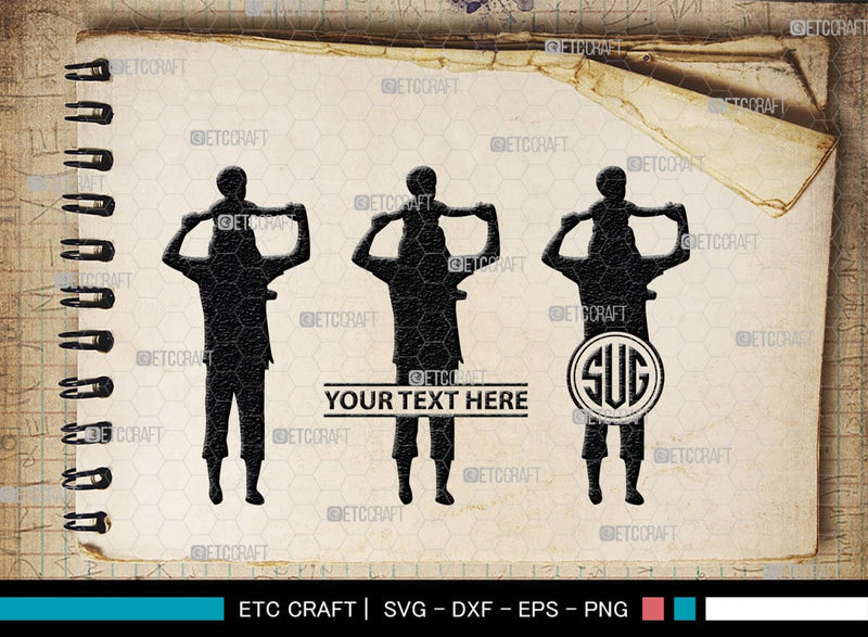 Father With Kid Monogram, Father With Kid Silhouette, Father With Kid ...