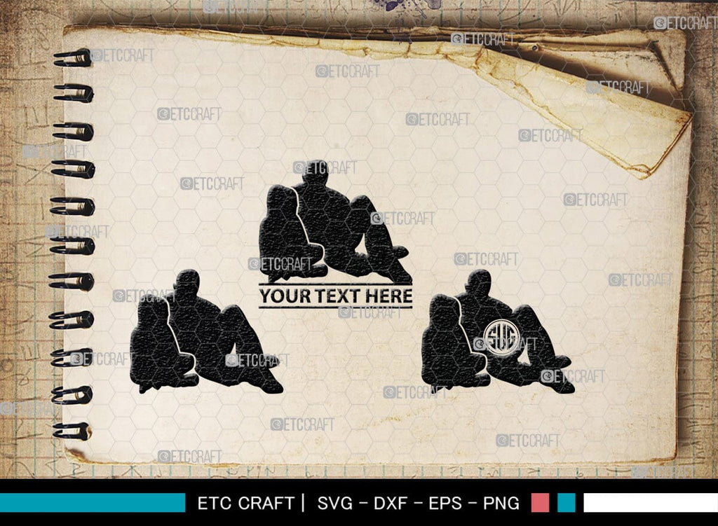 Father With Kid Monogram, Father With Kid Silhouette, Father With Kid ...