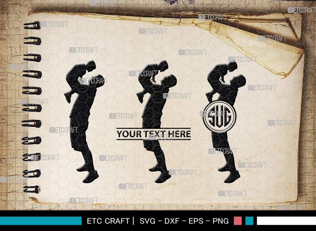 Father With Kid Monogram, Father With Kid Silhouette, Father With Kid ...