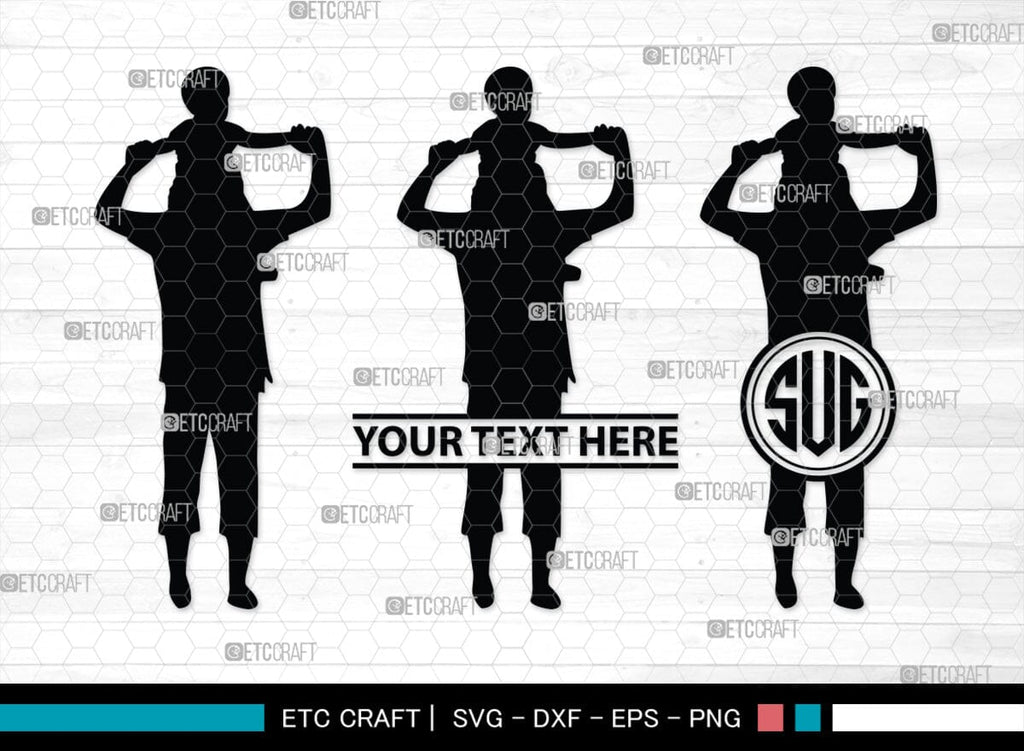 Father With Kid Monogram, Father With Kid Silhouette, Father With Kid ...